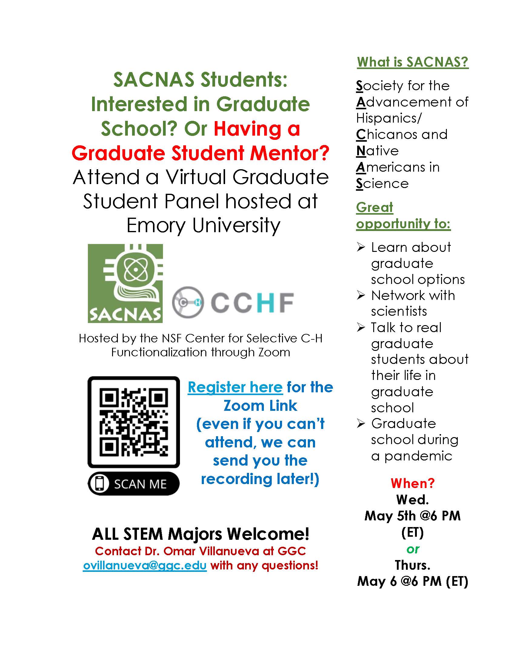 Virtual Graduate School Prep Club – Chemistry